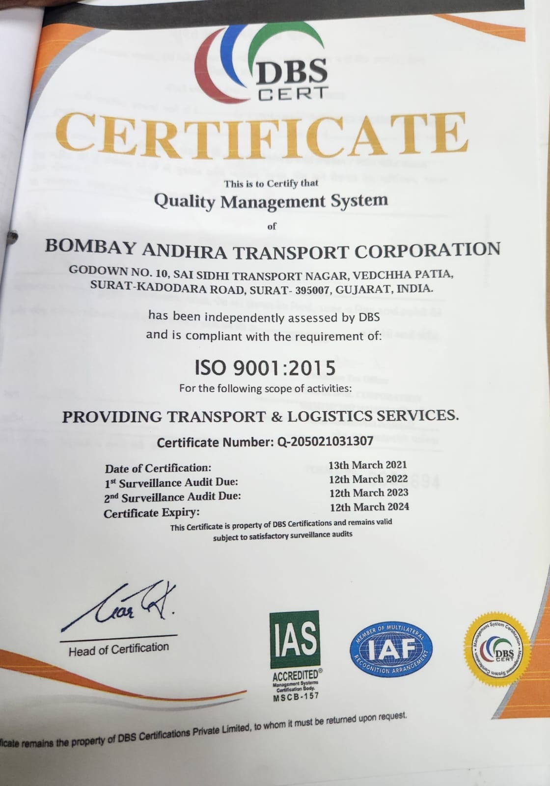 BOMBAY ANDHRA TRANSPORT CORPORATION
